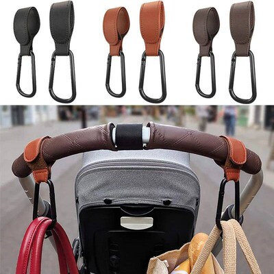 1/2pcs PU Leather Baby Bag Stroller Hook Pram Rotate 360 Deg