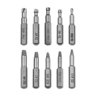 10Pcs 6.35mm Damaged Screw Extractor Drill Bit Set Stripped