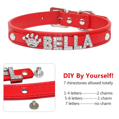 Bling Rhinestone Puppy Dog Collars Personalized Small Dogs C