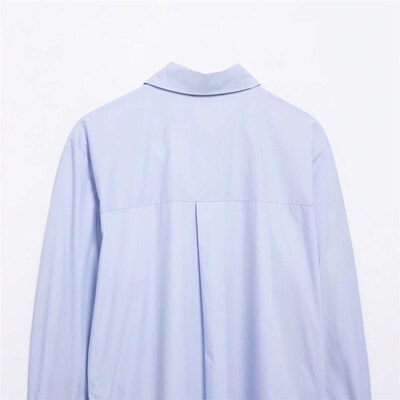 Womens 2025 Sreet Fashion Stitching Button Poplin Shirt Wom