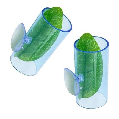 2Pack Acrylic Betta Fish Tube Tunnel with Leaf Pad Natural