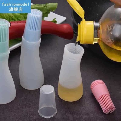 3pcs Portable Silicone Oil Bottle With Brush Baking BBQ Bast