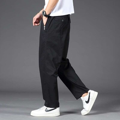 Spring Mens Tooling Pants Mens Loose Large Size Wie Leg Me