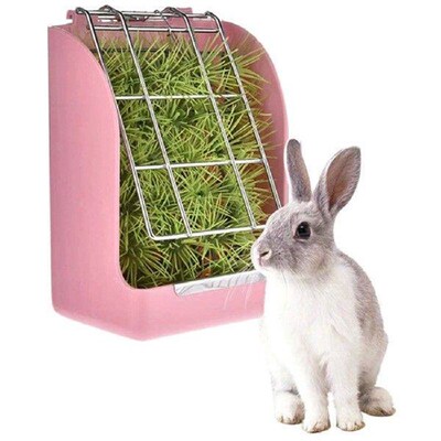 Fixed Food Container Bowl Rabbit Grass Feeder Spring Straw