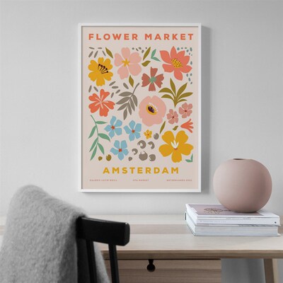 Minimalist Abstract Flower Market Nordic Posters And Print M