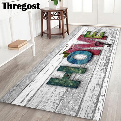Thregost Wood Grain Print Bathroom Rugs Water Absorbent Mat