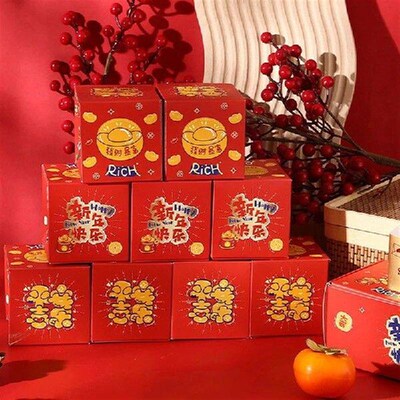 6/12pcs Bounce Gift Boxes Surprise Jumping Explosion Red