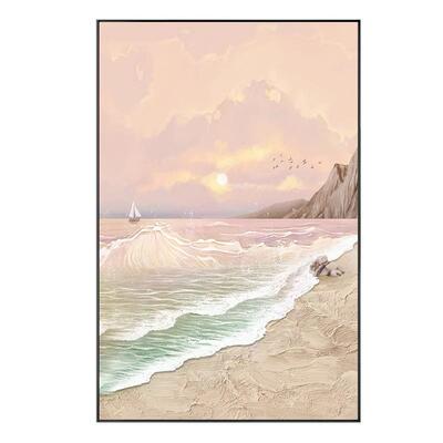 奶油风客肌厅装饰画代简约沙发背景墙挂画景落海地现LIB画理玄关