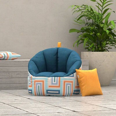 Outdoor Weatherproof Bean Bag Chair, Lakeshore/Aqua Glass Bl