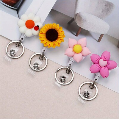 Cute Flower Rein Retractable Medical Badge Reel for Nure Doc