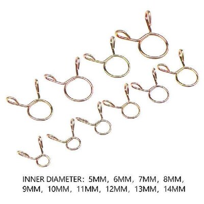 New 126Pcs/box 5mm-14mm Hose Clamp Zinc Plated Spring Clips