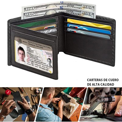 Slim Minimalist Tri-Fold Wallet Carbon Fiber RFID Blocking M