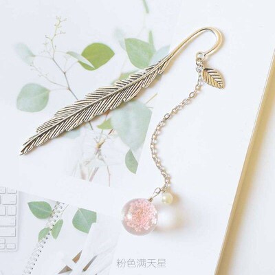 Dried flower specimen bookmark reading paging mark metal boo