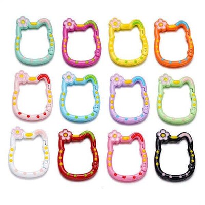 5pcs/lot Cat Shape Spring Keychain Key Rings Lobster Clasps