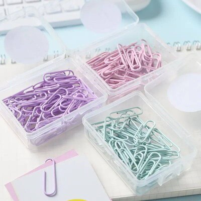 1 Box Colored Paper Clip Metal Clips Memo Clip Bookmarks Sta