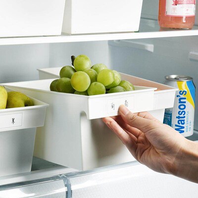 Labeled storage boxes, baskets, desktop organizers, househol
