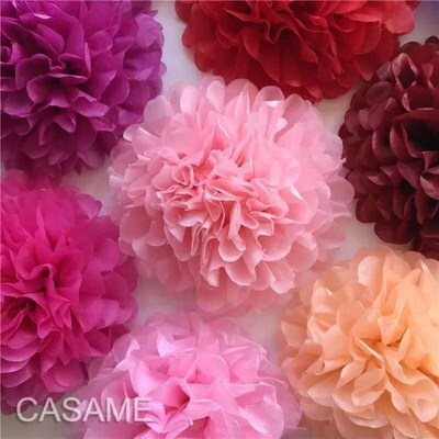 5pcs 10/15/20/25/30cm Tissue Paper Pompoms Flower Balls Wedd