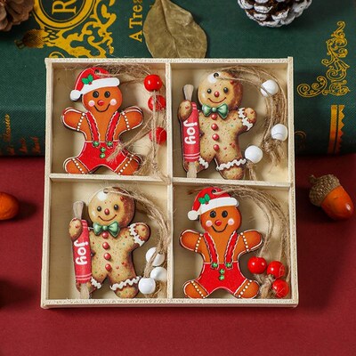 12 wooden boxed new Christmas decorations made of wood