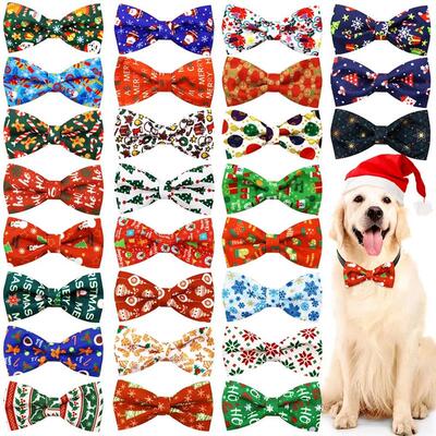 New 50PCS Christmas Dog Bows Removable Dog Bowties Collar Pe