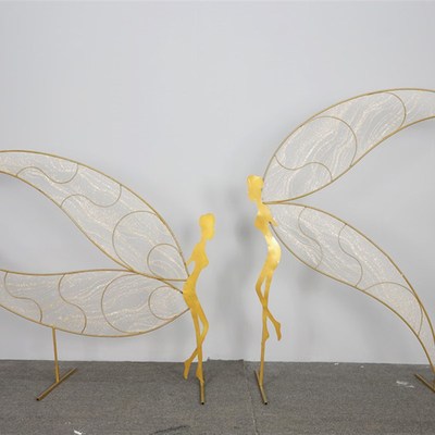 婚庆道具铁艺精灵网纱蝴蝶翅膀小精灵吊顶摆件橱窗装饰舞台布置