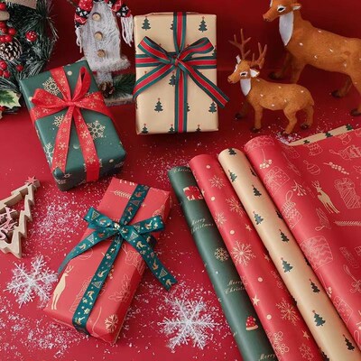 10pcs Christmas wrapping paper Christmas gift box decoration