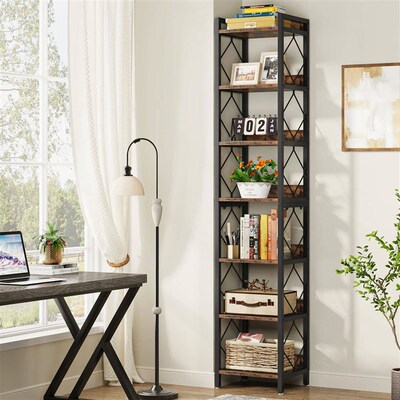 Tribesigns 78.7 Inch Extra Tall Narrow Bookshelf, 7 Tier Ski