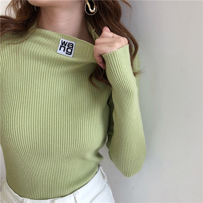 JoinYouth Half Turtleneck Pullovers Solid Appliques 2020 Aut