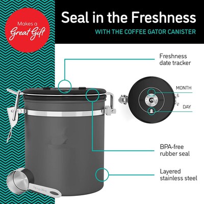 Coffee Gator Grounds and Beans Container Canister  Storage
