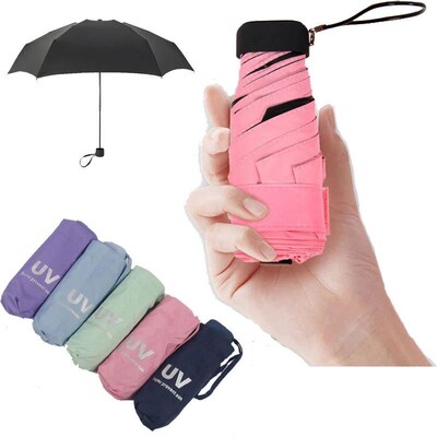 Mini Pocket Folding Umbrella Rain Small Fashion Women Men Pa