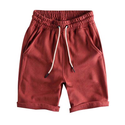 360G heavy cotton washed solid color casual shorts mens sum