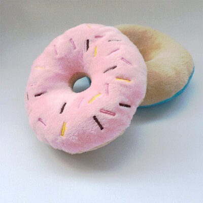 Soft Dog Donuts Plush Pet Dog Toys For Dogs Chew Toy Cute Pu
