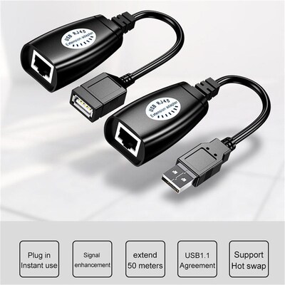 RJ45 USB 2.0  Extension Extender AdapterRJ45 Lan Network Eth