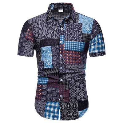 summer mens short-sleeved shirt african style large size be