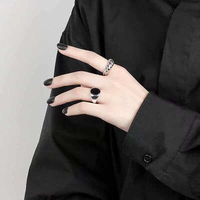 ins cold wind personality geometric wide-faced drop rubber r