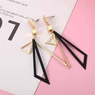 2023 Korean Long Statement Geometric Triangle Tassel Dangle
