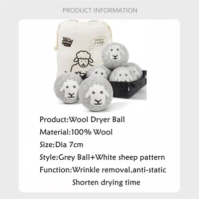 7cm Sheep Grey Fleece Dry Kit Ball Reusable Wool Dryer Balls