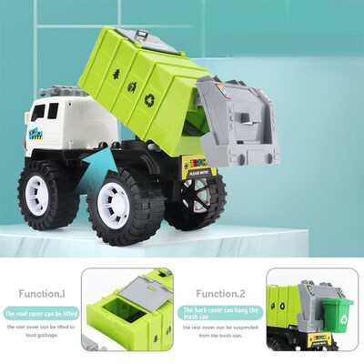 Garbage Truck with 4 Trash Sorting Cans for Kids Sanitation