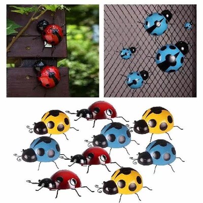 9Pcs Lovely Ladybird Figurine Garden  Decor Ornaments for