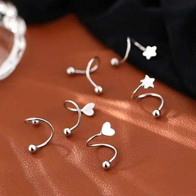 2pcs Stainless Steel Spiral Twisted Lip Ring Tongue Piercing