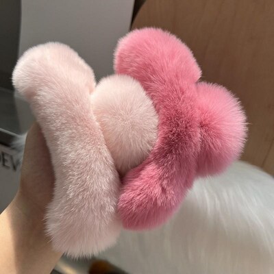 New Faux Fur Big Crab Hair Clip For Girls Rabbit Hair Claw C
