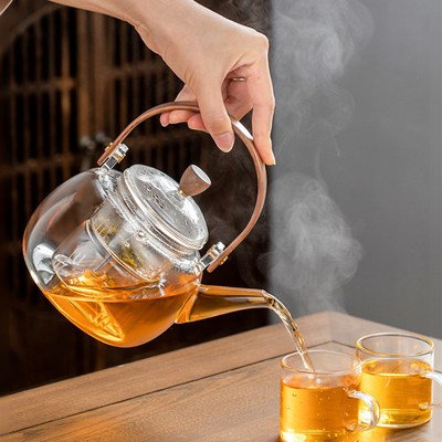 煮茶器煮茶炉玻璃茶壶蒸汽耐高温家用煮茶壶蒸煮两用玻璃壶喷淋式