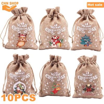 10PCS Christmas gift bag,Drawstring Bags,Wrapping Decoration