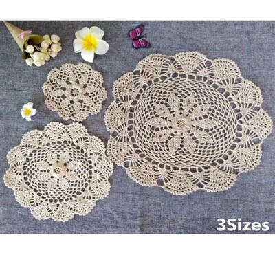 3Sizes Korean 3d Lace Flower Cotton Mat Christmas Placemats