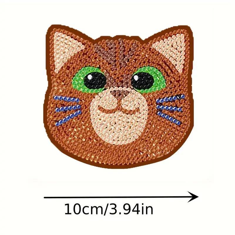 DIY钻石画杯垫 卡通猫图案手工艺套组 10片组居家布艺装饰品