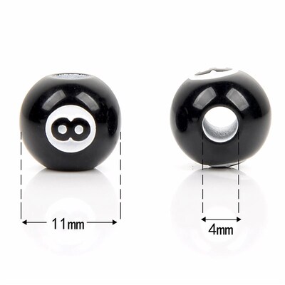 30pcs Acrylic Big Hole Billiards Black 8 Word Ball Beads For