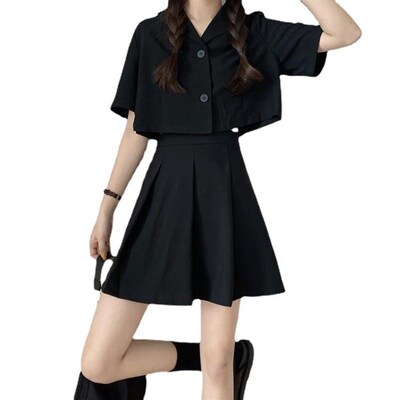 Ins Shirt Set Womens Summer New Fashion High Waist Short Sl