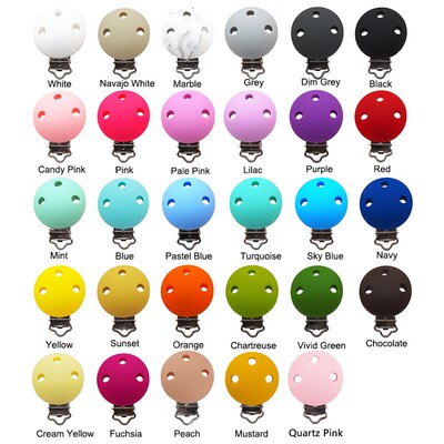Chenkai 10PCS Silicone Round Clip DIY Baby Pacifier Dummy Te