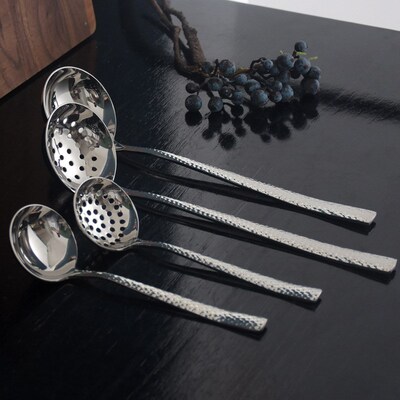 Hammer pattern golden stainless steel hot pot spoon