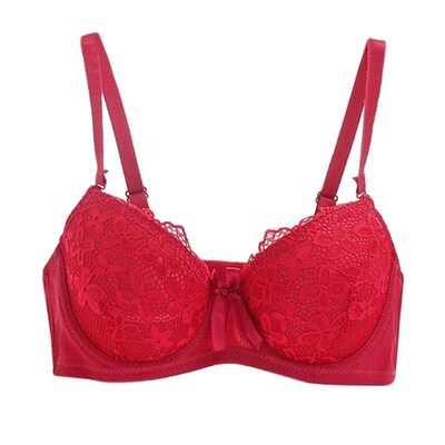 Women Lace Push Up Bra With Underwire Sexy Bow Bralette Fema