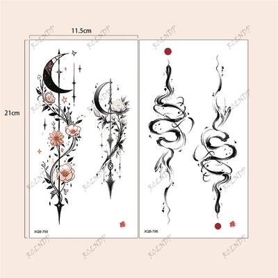 2pcs Waterproof Temporary Tattoo Sticker Ink painting of sna